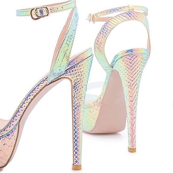 Shoes | Iridescent High Stiletto Platform Open Toe Heels | Poshmark